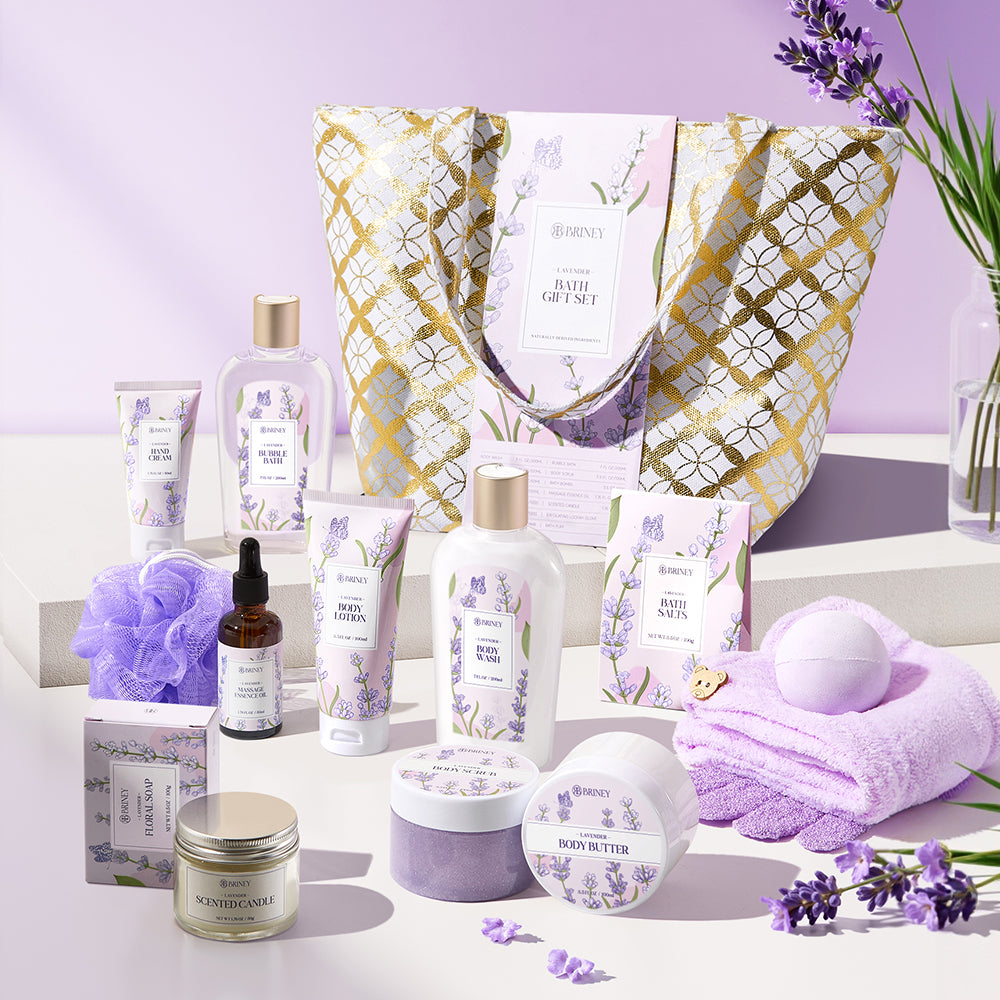 Lavender-scented Bath Set in Tote Bag Gift Box – Briney